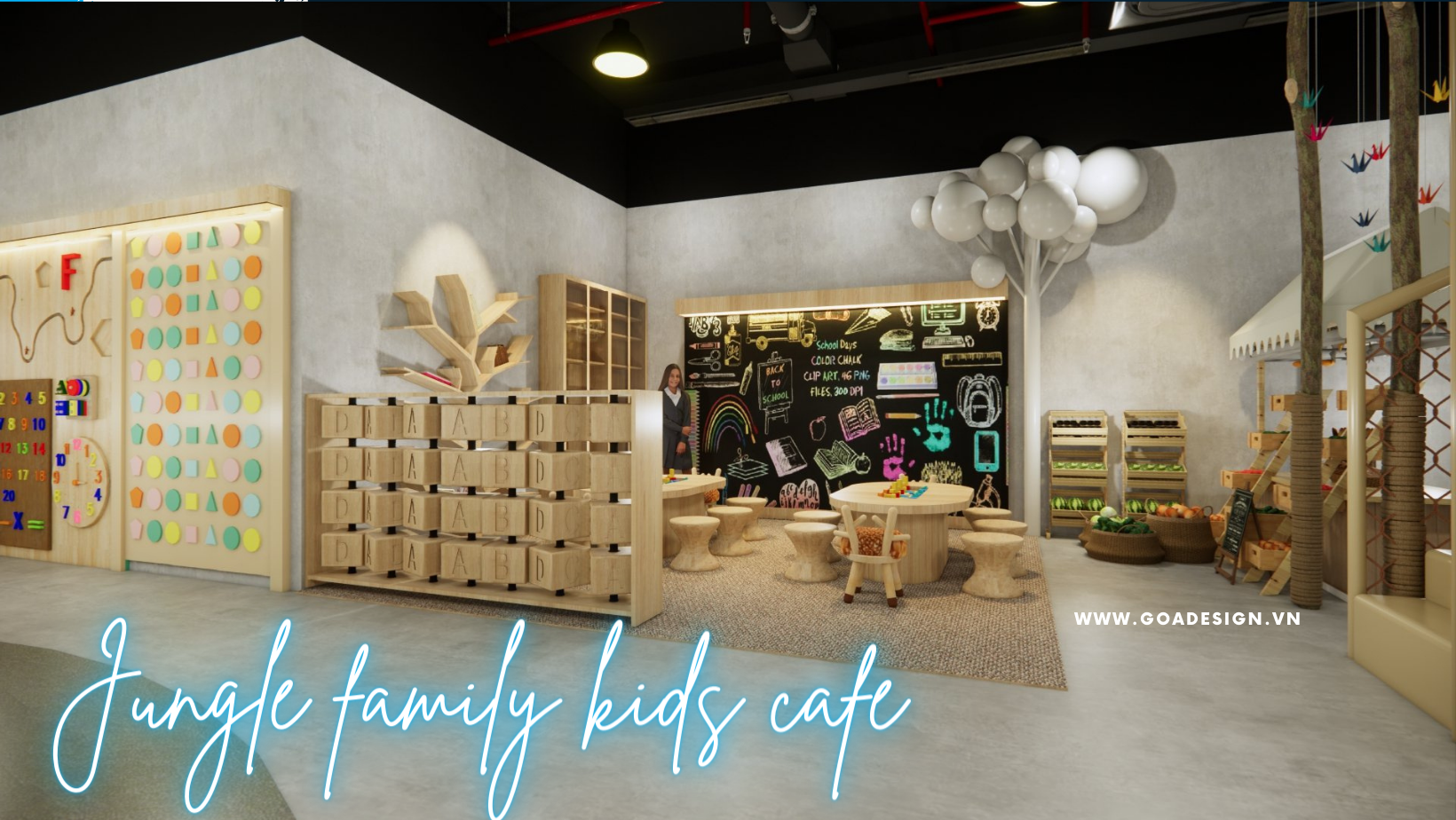 Kids Cafe Jungle Family – 659 Âu Cơ Tower – goadesign – kiến tạo không gian